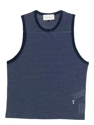 AMI Paris Striped Tank Top - Black