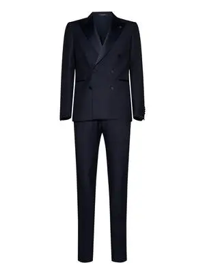 Tagliatore Jacquard Double-breasted Suit Set - Black
