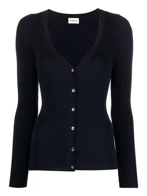 P.a.r.o.s.h Long-sleeved Ribbed V-neck Cardigan - Black