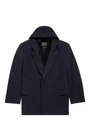Balenciaga Hooded Short Coat - Deep Navy Blue