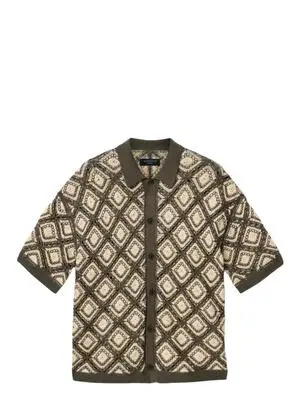 ALLSAINTS Morena Short Sleeve Collared Cardigan - Pitch Green