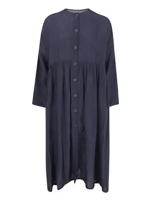 UMA WANG Round Neck Button-front Shirt Dress - Navy