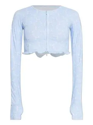 LoveShackFancy Laudie Printed Cropped Performance Top - Blue