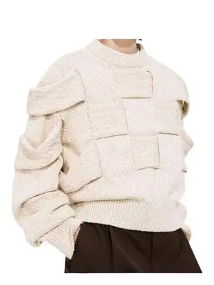 Bottega Veneta Cotton Intrecciato Sweater - Chalk Gray/beige