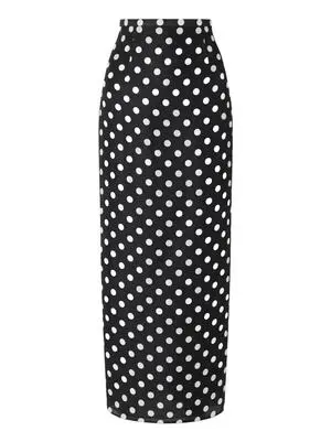 Khaite Winton Polka Dot Pencil Skirt - Black
