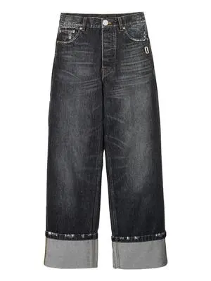 Marc Jacobs Wide Leg Jeans With Distressed Finish - Black
