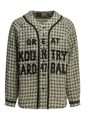 Kapital Long-sleeved Tweed Cardigan With Applique Detailing - Grey