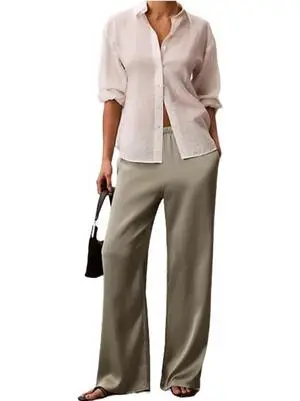 Calvin Klein Elasticated Waist Wide-leg Pants - Shadow