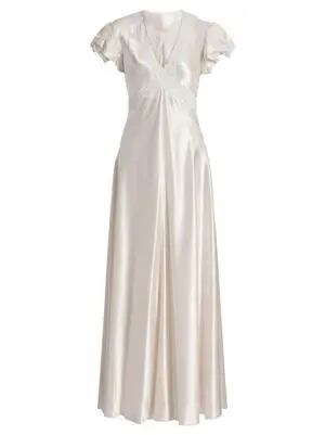 ALBERTA FERRETTI Alberta Ferretti Lace Trimmed Satin Maxi Dress