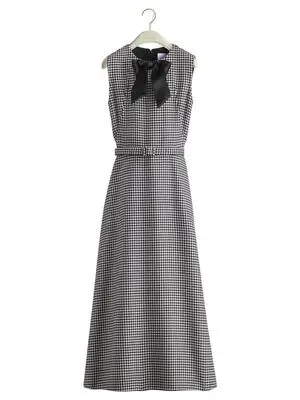 Dior Mid-length Belted Dress With Cd Signature Bow - Black