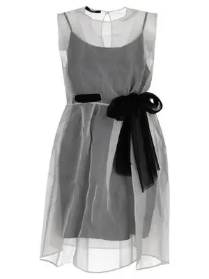 Lela Rose Sleeveless Sheer Dress With Bow Detail - Gray