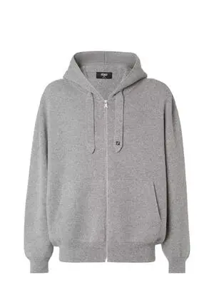 Fendi Zip-up Hooded Sweatshirt With Ff Detail - Grey