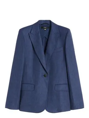 Max Mara Single-breasted Linen Blazer - Navy Blue