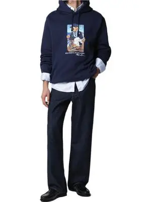 Polo Ralph Lauren Hooded Sweatshirt With Polo Bear Graphic - Navy