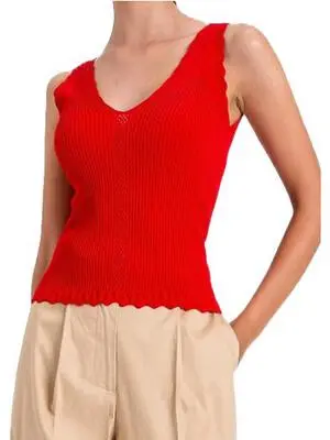 TWINSET V-neck Ribbed Vest - Red