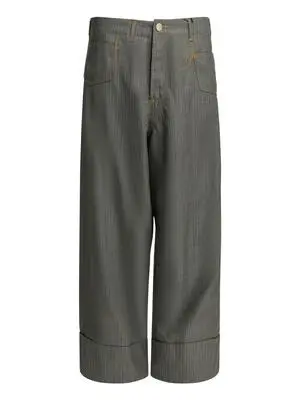 Junya Watanabe Pinstripe Cuffed Hem Pants - Black