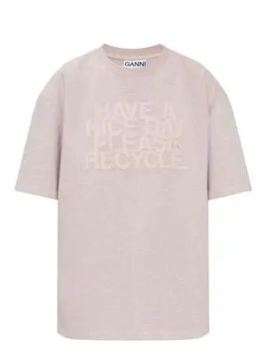 GANNI Logo Appliqué T-shirt - Pink