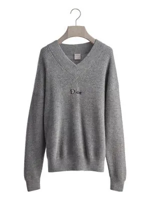 Dior Embroidered V-neck Sweater - Grey