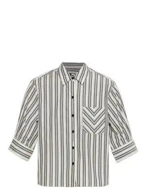 RAG  BONE Rag & Bone Striped Shirt With Lapel And Button Closures - Gray