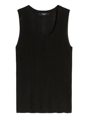 Max Mara Sleeveless Ribbed Knit Top - Black