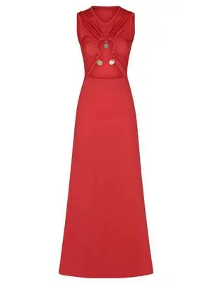 Christopher Esber Hiero Stone-embellished Cut-out Maxi Dress - Red