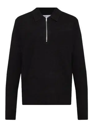 SAMSOE SAMSOE Guna Half-zip Knitted Polo Shirt - Black