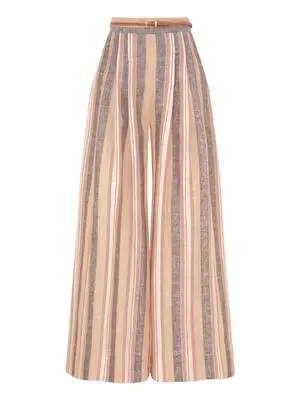 Zimmermann Striped Wide-leg Trousers - Tan Multi Stripe