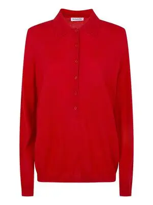 THE FRANKIE SHOP Long-sleeved Knit Polo Shirt - Red