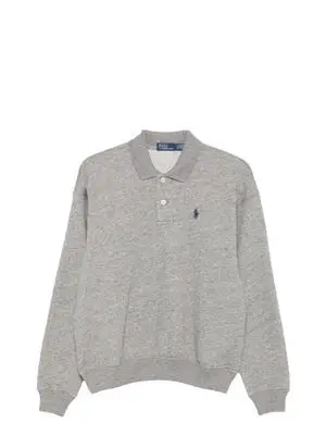 Polo Ralph Lauren Polo Ralph Lauren Logo Embroidered Long Sleeve Polo Shirt Gray