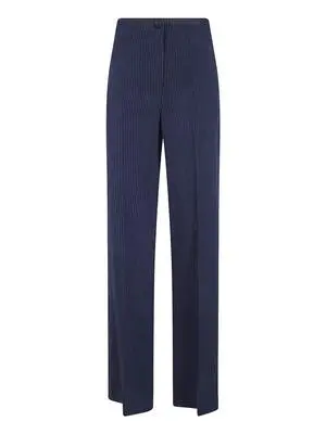 Seventy Pinstriped Button-up Casual Pants - Blue