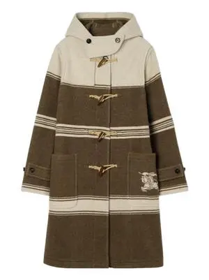 Burberry Striped Hooded Duffle Coat - Boy Scout Green