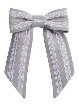 Dior Dior Embroidered Twist Bow Hair Clip Gray