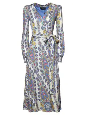 Etro Paisley Print Midi Dress - Gray