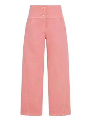 Dior High-waisted Wide-leg Pants With Snap Button Detail - Pink
