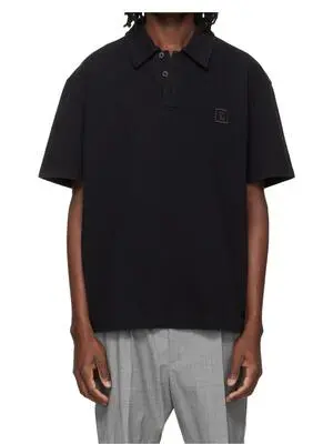 WOOYOUNGMI Stretch Cotton Polo Shirt - Black
