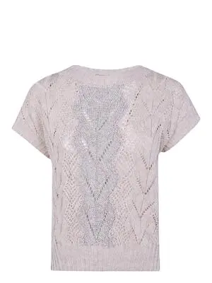 D.exterior Open Knit Boat Neck Sweater - Shell
