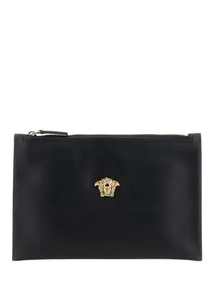 Versace Medusa Plaque Zipped Pouch - Black