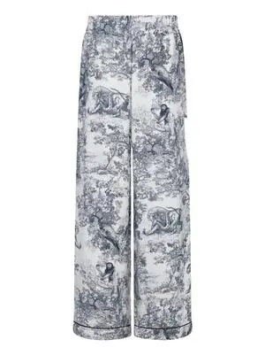 Dior Graphic Print Straight-leg Track Pants - Gray
