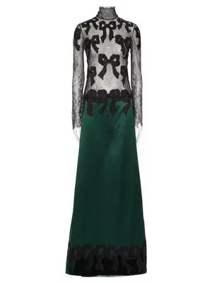 Valentino Garavani Long-sleeved Bow-patterned Dress - Black