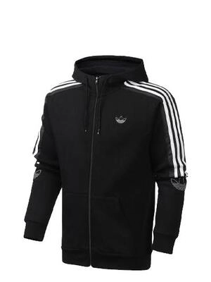 Adidas Originals Logo Print Hooded Jacket - Black