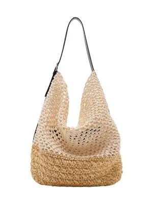 TOTEME Belted Woven Raffia Tote Bag - White