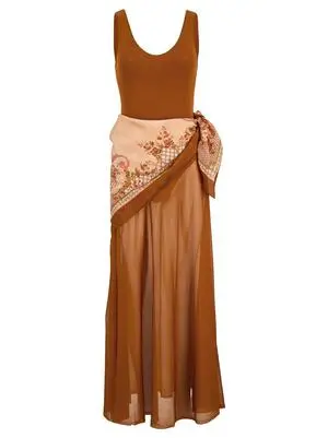 ZIMMERMANN Zimmermann Tan Print Aster Scarf Maxi Dress
