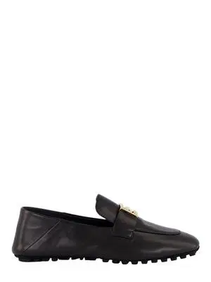 Fendi Baguette Leather Loafers - Black
