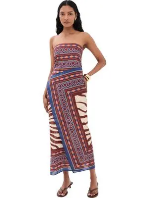 Johanna Ortiz Paraiso Agreste Ankle Dress - Ecru/blue