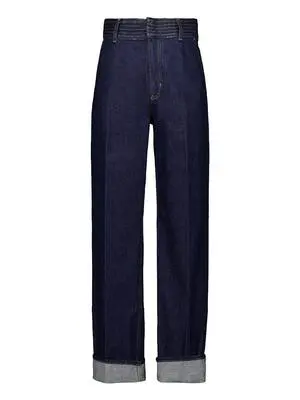 FRAME Dark Trapunto Denim Trousers - Blue