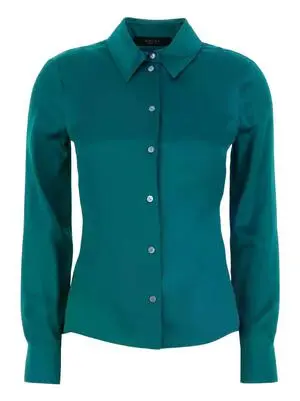 Gucci Satin Finish Long Sleeve Shirt - Blue