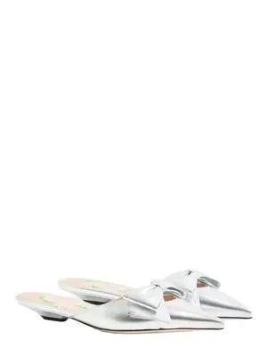 Valentino Garavani Laminated-nappa Bow Mules - Silver