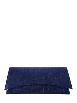 Tyler Ellis Veronica Stamped-satin Clutch Bag - Blue