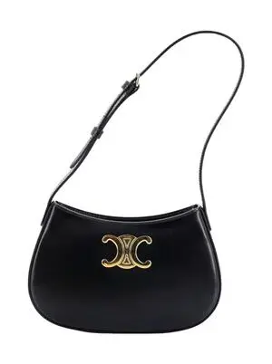 Celine Triomphe Tilly Bag Shoulder Bag In Smooth Calfskin - Black