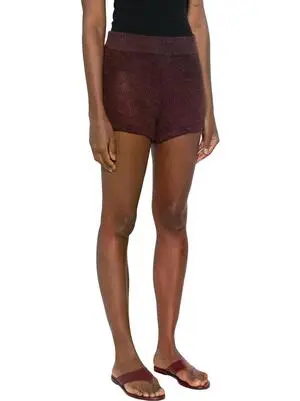 Enza Costa Open Knit Linen Shorts - Red